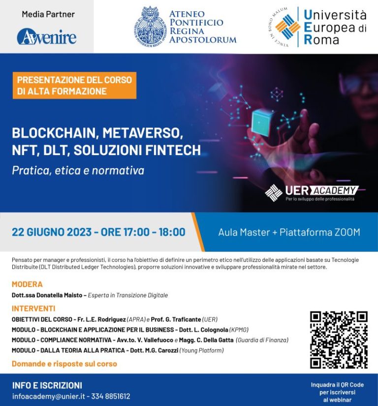 Evento di Lancio Corso Blockchain, Metaverso, NFT, DLT, soluzioni ...